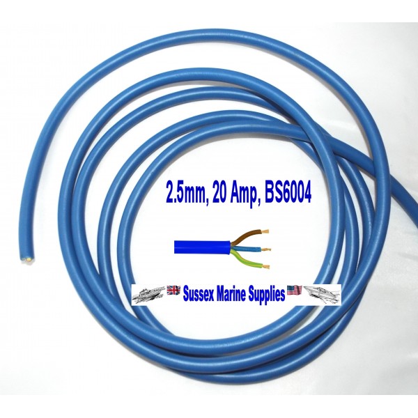 Outdoor Cable 2.5mm 3 Core Arctic Blue, 20 amp x 2 Metre