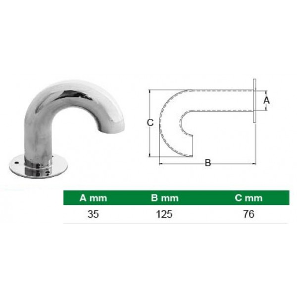 Goose Neck / Swan Neck / Elbow Cable Outlet 125mm high 35mm diameter